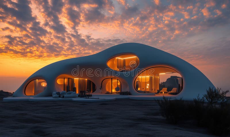 Futuristic Organic Architecture Glowing Windows Stock Photos - Free ...