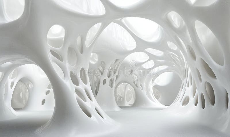 Futuristic Organic Architecture Interior with Fluid Shapes and Soft ...