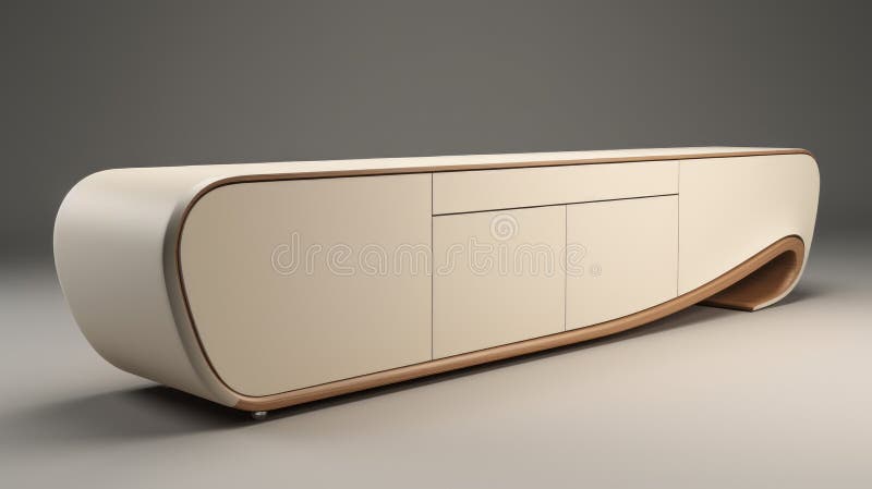 Futuristic Organic 3d Rendering of Beech Sideboard in Light Bronze and ...