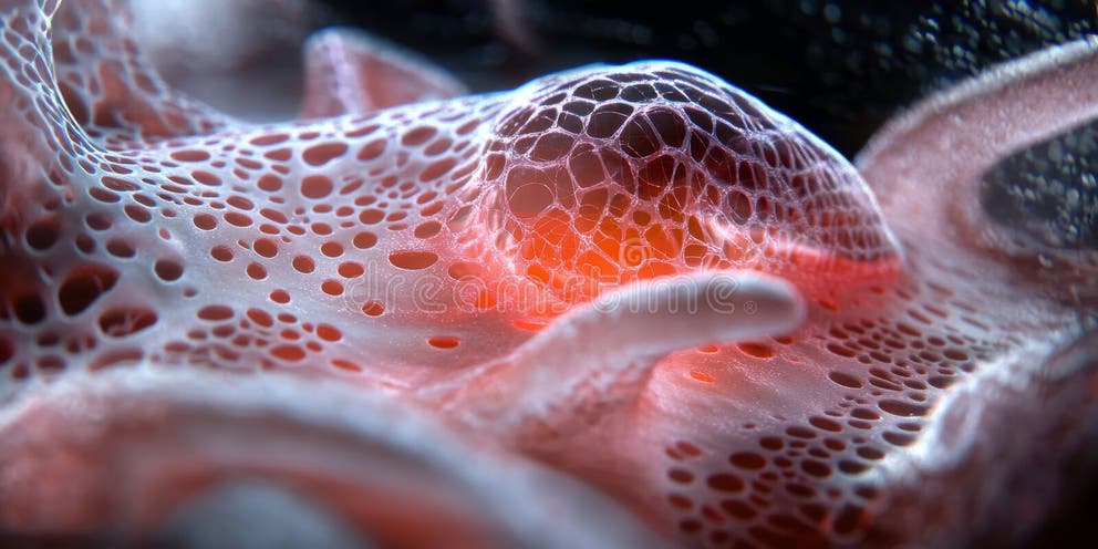 Futuristic Organic Mesh Glowing with Intricate Network and Data Flow ...