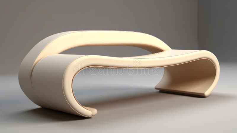 Futuristic Organic White Bench with Soft Armrests and Modern Cream ...
