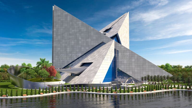 Futuristic Origami Architecture Stock Illustration - Illustration of ...