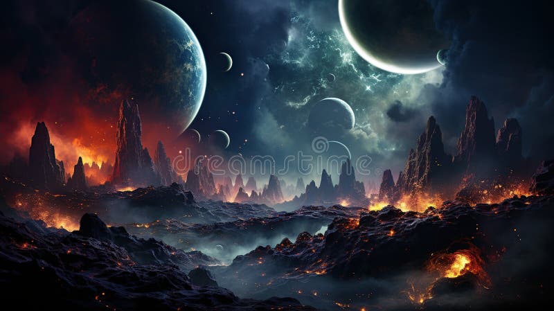 Futuristic outer space stock illustration. Illustration of nebula ...