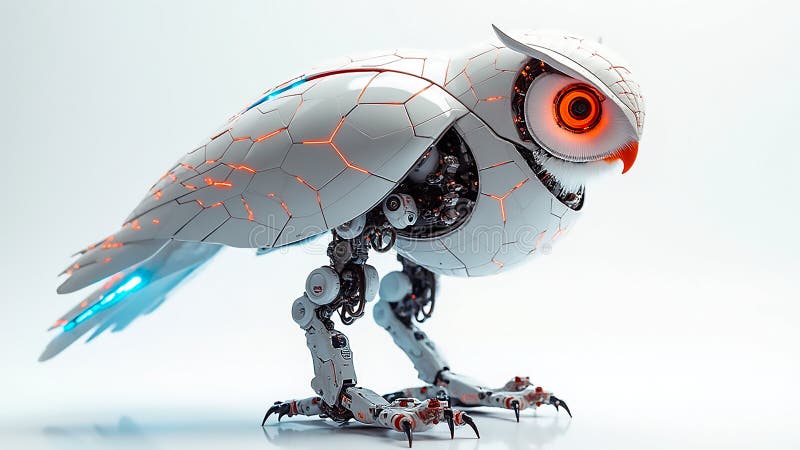 A Futuristic Owl, Designed with Intricate Mechanical Details and ...