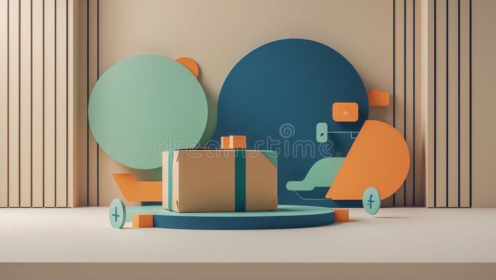Futuristic Package Delivery Concept with 3D Design Elements Stock ...