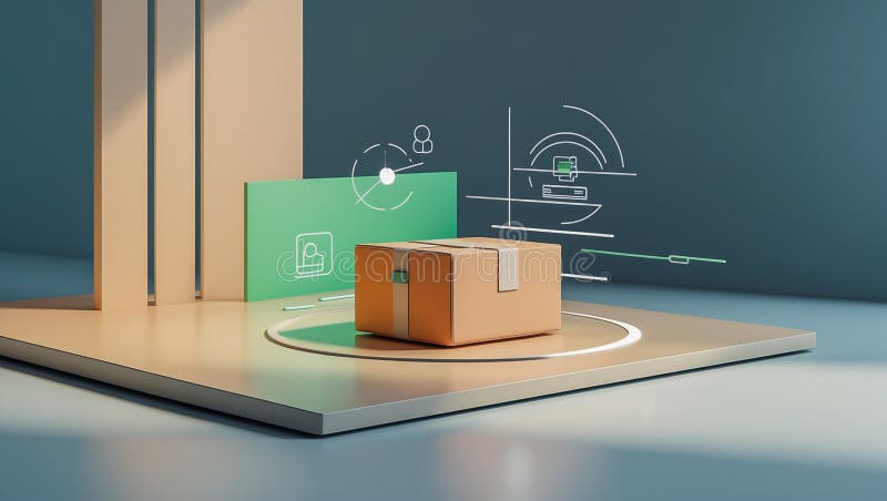 Futuristic Package with Digital Interface Graphics Stock Illustration ...