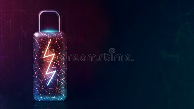 Futuristic Padlock Design with a Bright Lightning Bolt, Symbolizing ...