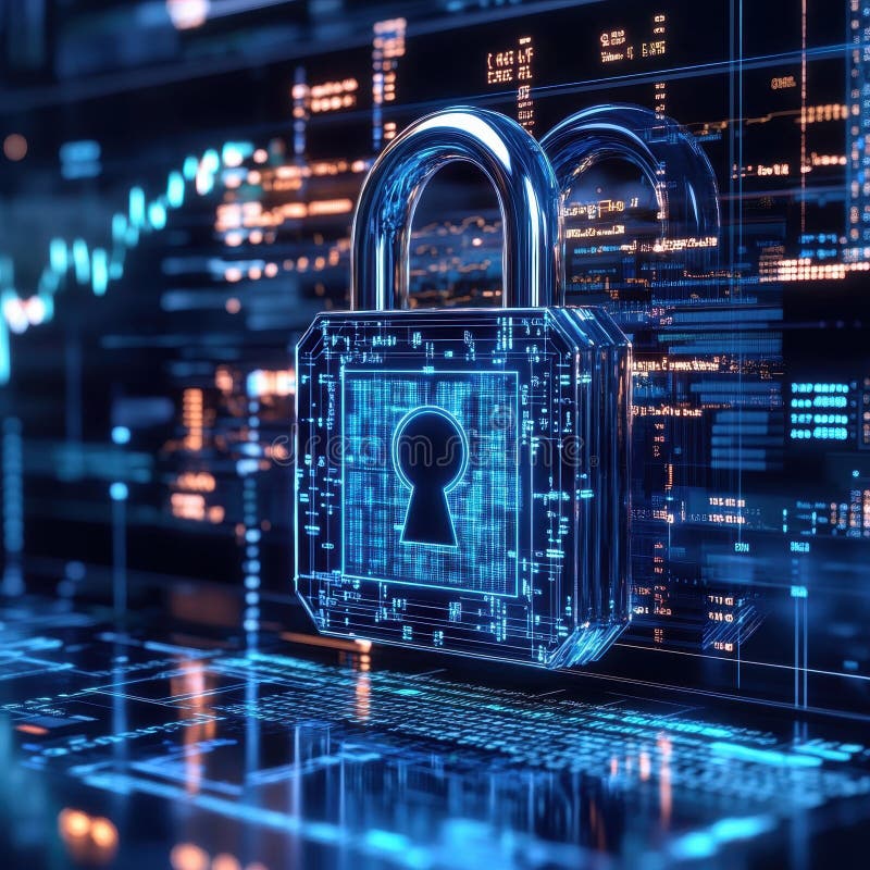 Futuristic Padlock on Digital Network: Strong Encryption Symbolism ...