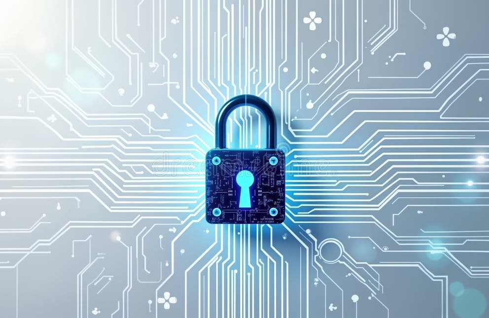 Futuristic Padlock Displays Advanced Cyber Security. Digital Lock on ...