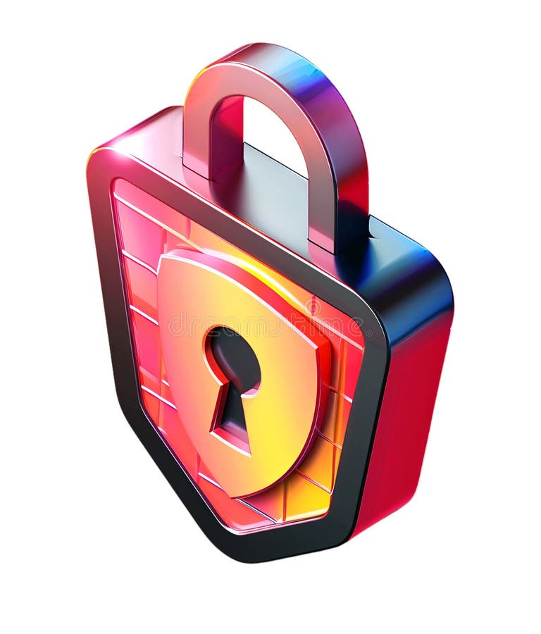 A Futuristic Padlock, with a Glowing Keyhole and a Protective Shield ...