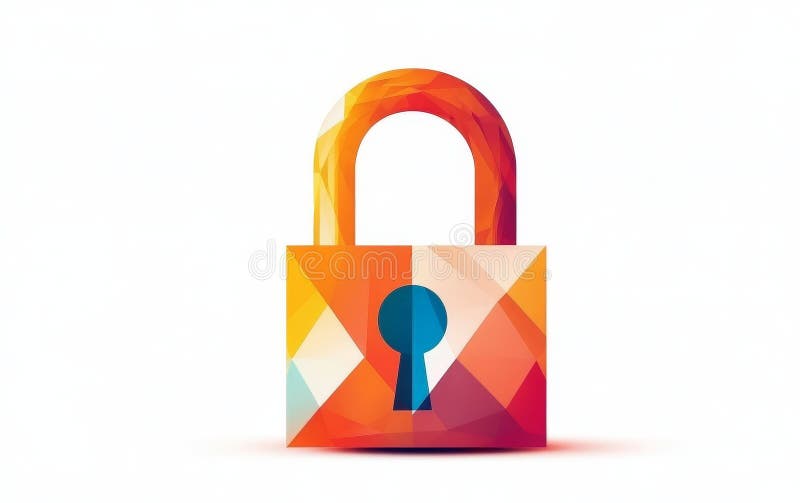 Futuristic Padlock Illustration in Vibrant Geometric Colors Symbolizing ...