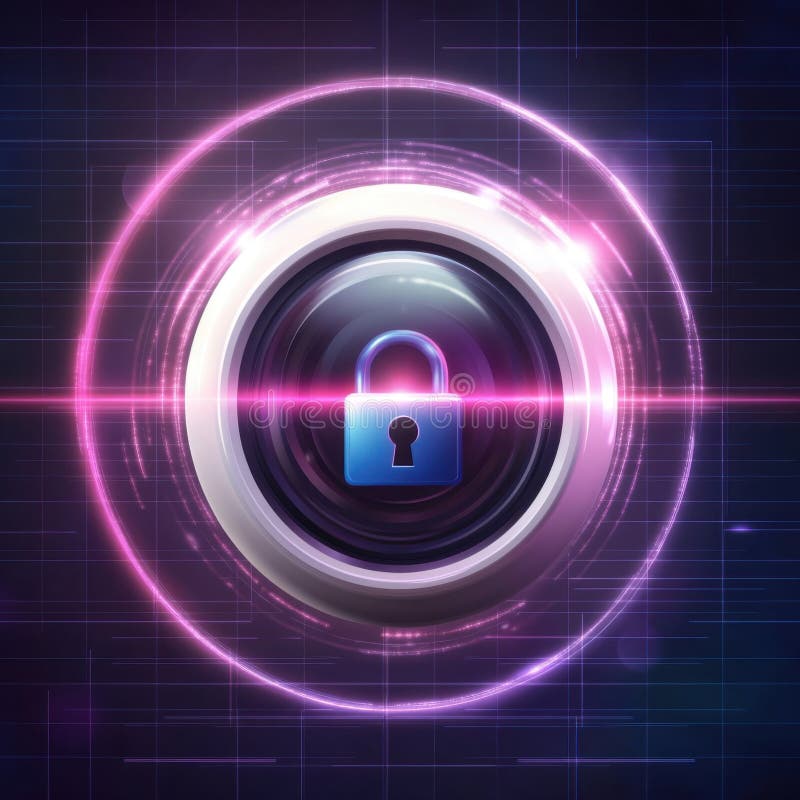 Futuristic Padlock Symbol with Abstract Circular Design, Representing ...