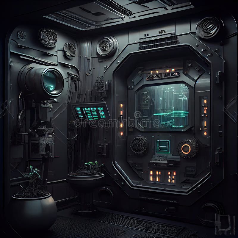 Futuristic Panels and Decorative Elements in Dark Tone Sci-fi ...