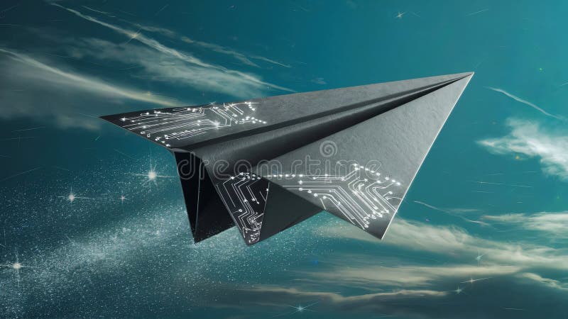 Futuristic Paper Airplane with Circuit Board High Quality Image Stock ...