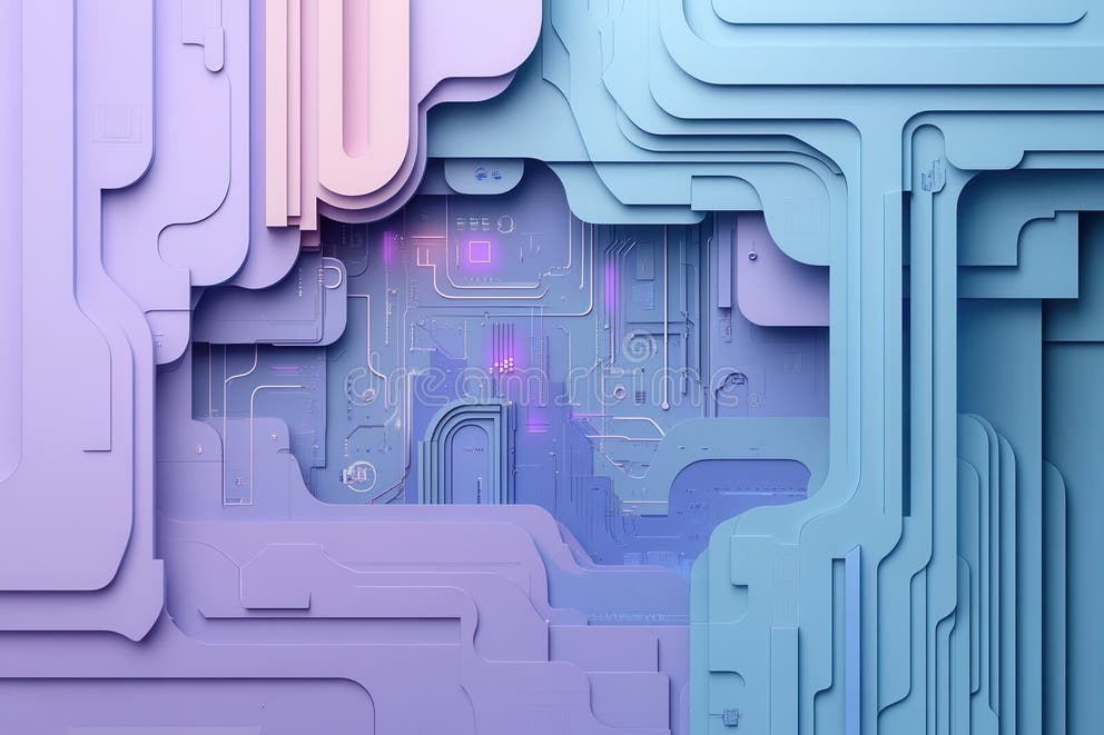 Futuristic Paper Art Background Featuring Abstract Layers of Digital ...