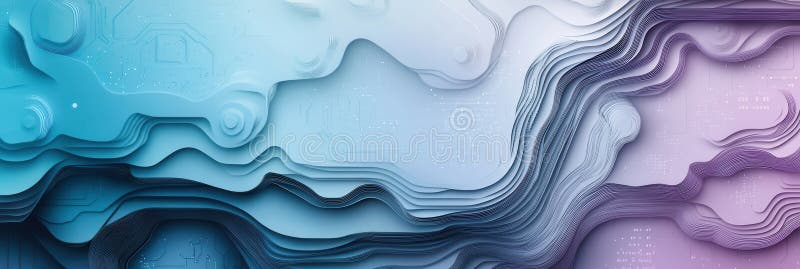 Futuristic Paper Art Background Featuring Layered Cut Outs with Digital ...