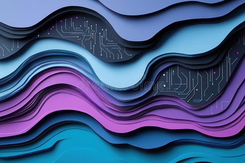 Futuristic Paper Art Design with Abstract Cut Outs Representing Digital ...
