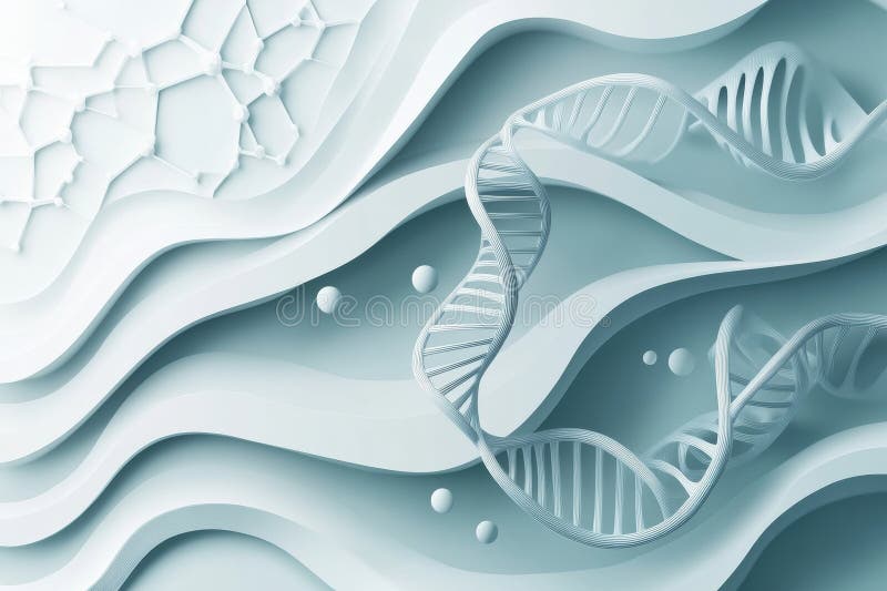 Futuristic Paper Cut Design Featuring Molecular Structures and DNA ...