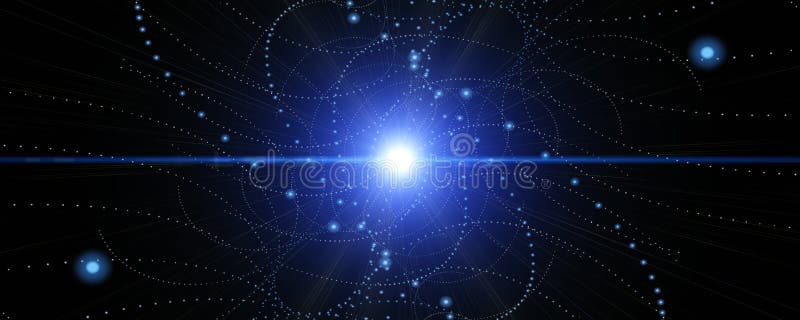 Futuristic Particle Panorama Design Illustration with Lights Stock ...
