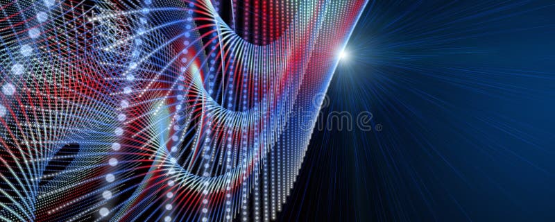 Futuristic Particle Panorama Design Illustration with Lights Stock ...