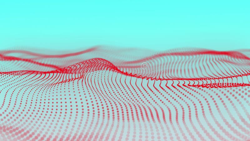 Futuristic Particle Wave. Abstract Technology Background. Big Data Visualization. 3D Rendering ...