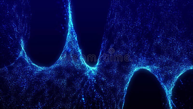 Futuristic Particle Wave. Abstract Technology Background. Big Data Visualization. 3D Rendering ...