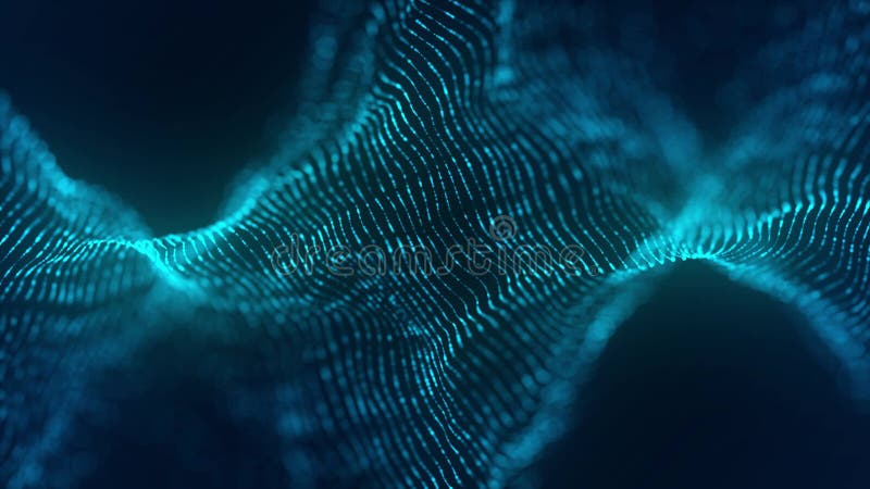 Futuristic Particle Wave. Abstract Technology Background. Big Data Visualization. 3D Rendering ...