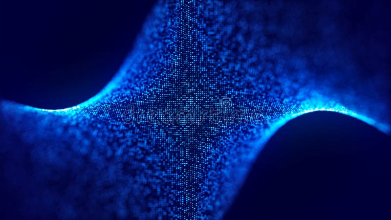 Futuristic Particle Wave. Abstract Technology Background. Rotating ...