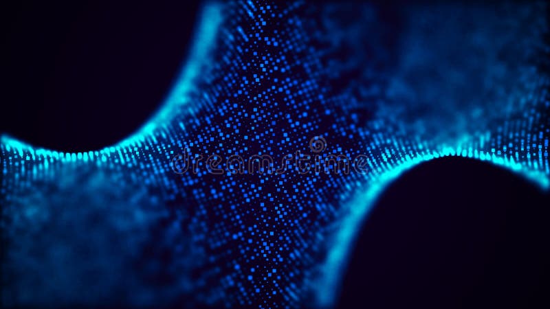 Futuristic Particle Wave. Abstract Technology Background. Rotating ...