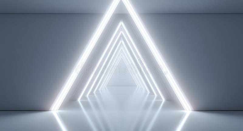A Futuristic Passageway Inside an Abstract Triangular Spaceship ...