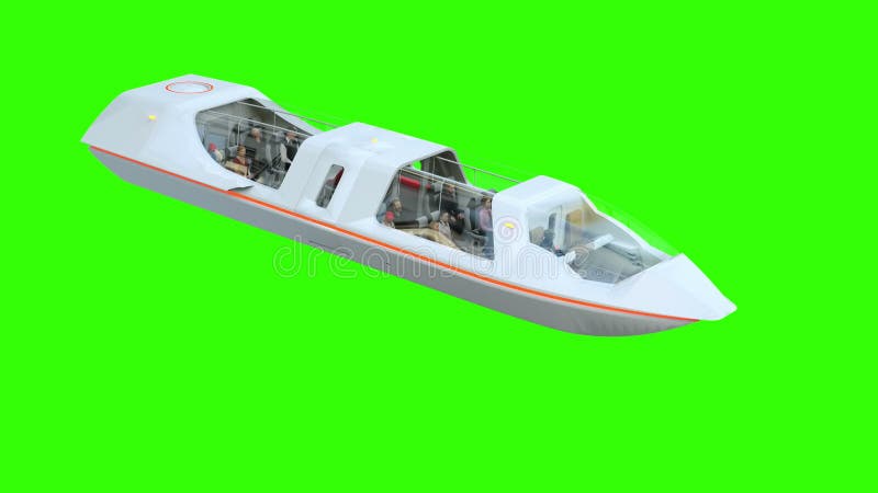 Futuristic Passenger Flying Bus. Transport of the Future. Green Screen ...