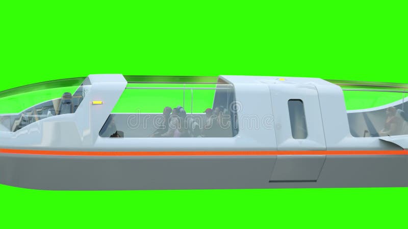 Futuristic Passenger Flying Bus. Transport of the Future. Green Screen ...