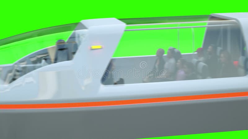 Futuristic Passenger Flying Bus. Transport of the Future. Green Screen ...