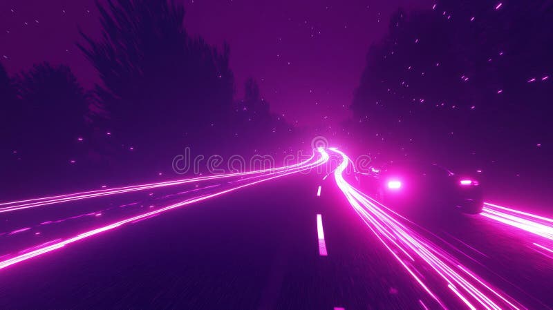 A Futuristic Pathway is Formed by the Curvature of a Neon Purple Road ...