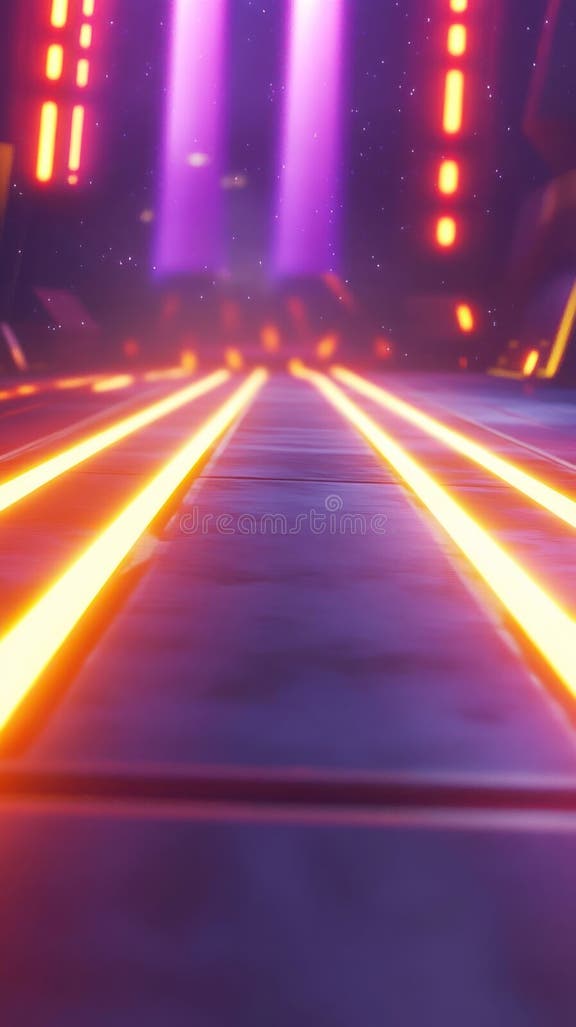 A Futuristic Pathway Illuminated by Glowing Lines, Suggesting a Sci-fi ...