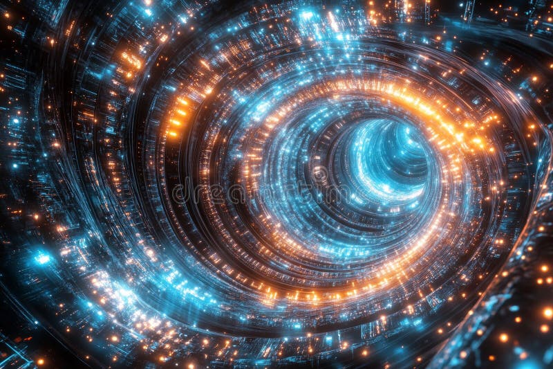 A Futuristic Pathway of Light and Digital Advancement Featuring Glowing ...