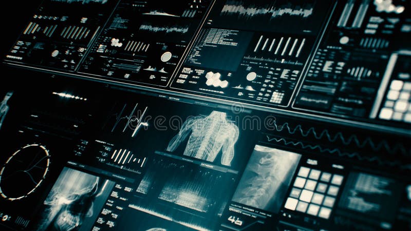 Futuristic Patient Monitor Screen in Perspective / Medical Screen ...