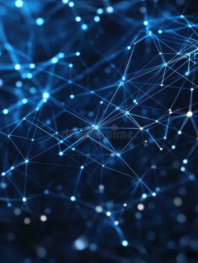 Futuristic Pattern of Glowing Digital Nodes Revealing Deep Blue Cyber ...