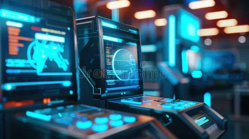 Futuristic Payment Terminal with Holographic Displays for Secure ...