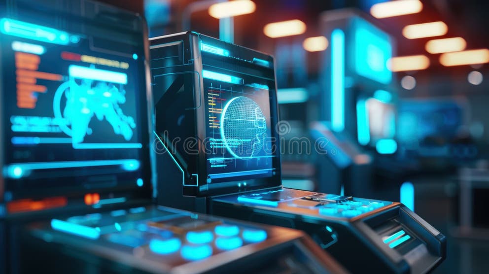 Futuristic Payment Terminal with Holographic Displays for Secure ...