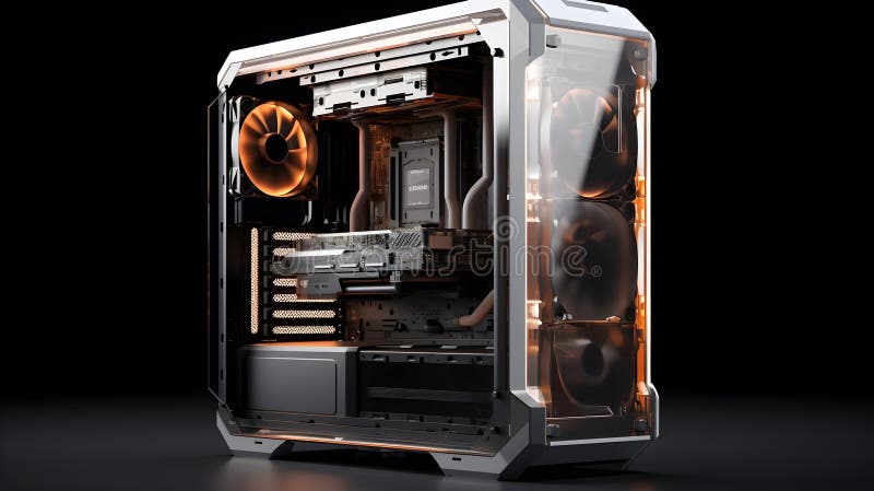 A Futuristic PC Case with Tempered Glass Panels Stock Illustration ...