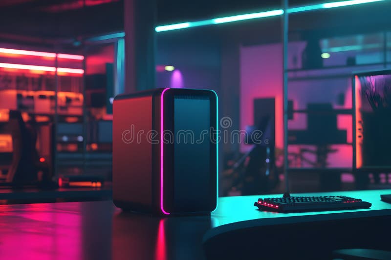 Futuristic Pc Gaming Setup Featuring a Modern Desktop Computer with ...