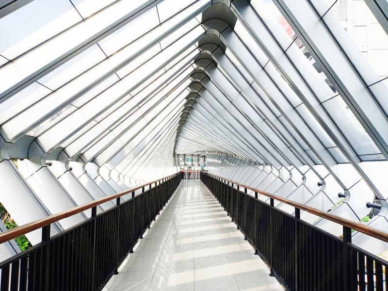 Futuristic Pedestrian Bridge Stock Image - Image of footpath ...