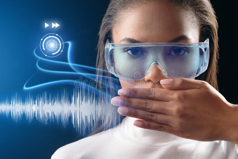 Futuristic People Communicate only through Virtual Display Stock ...