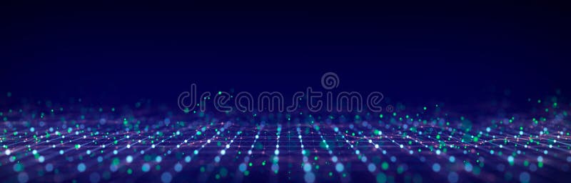 Futuristic Perspective Grid In Digital Cyberspace Flow Of Binary Code