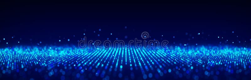 Futuristic Perspective Grid In Digital Cyberspace Flow Of Binary Code