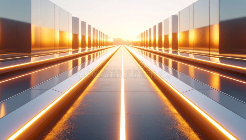 Futuristic Perspective through Illuminated Metallic Structures at ...