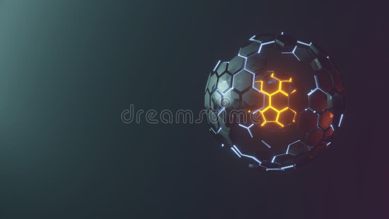 Futuristic Physics Atomic Core. Abstract Geometry Sphere 3d Render ...