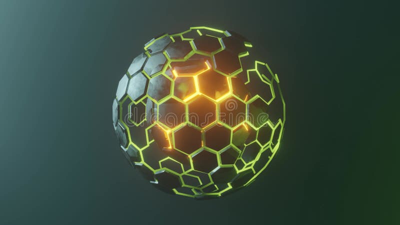Futuristic Physics Atomic Core. Abstract Geometry Sphere 3d Render ...
