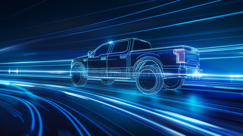 Futuristic Pickup Truck in Motion Stock Photo - Image of design ...